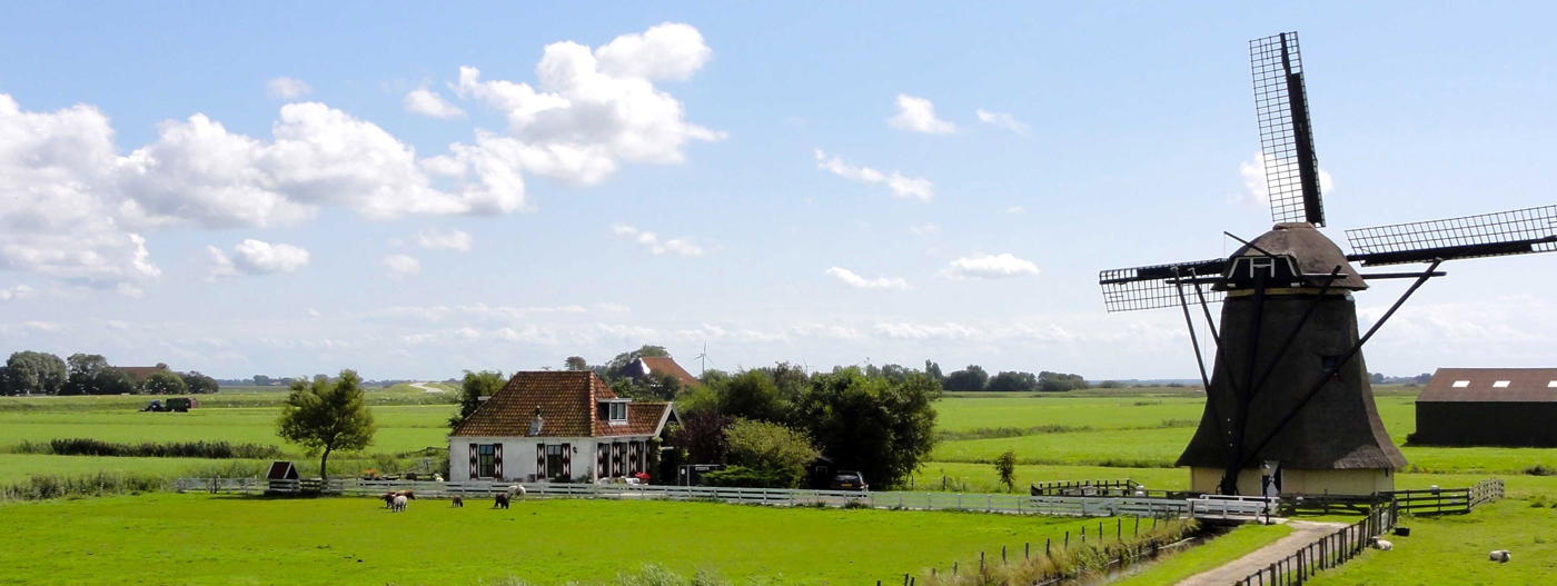 Barges on the Friesland lakes in Holland