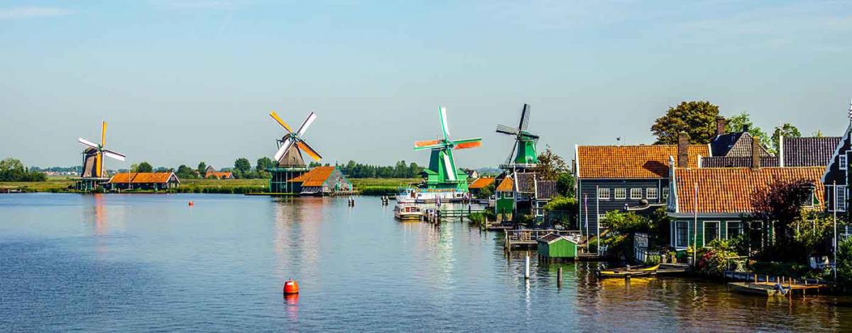 Barges on the Friesland lakes in Holland