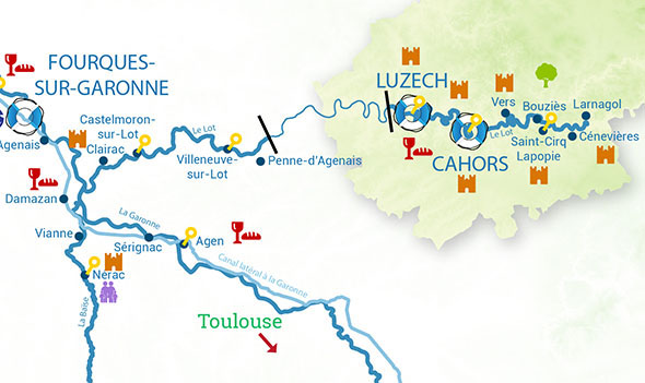 France Passion Plaisance cruise routes for River Lot