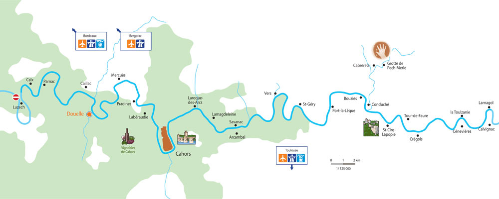 Le Boat cruise routes for The River Lot